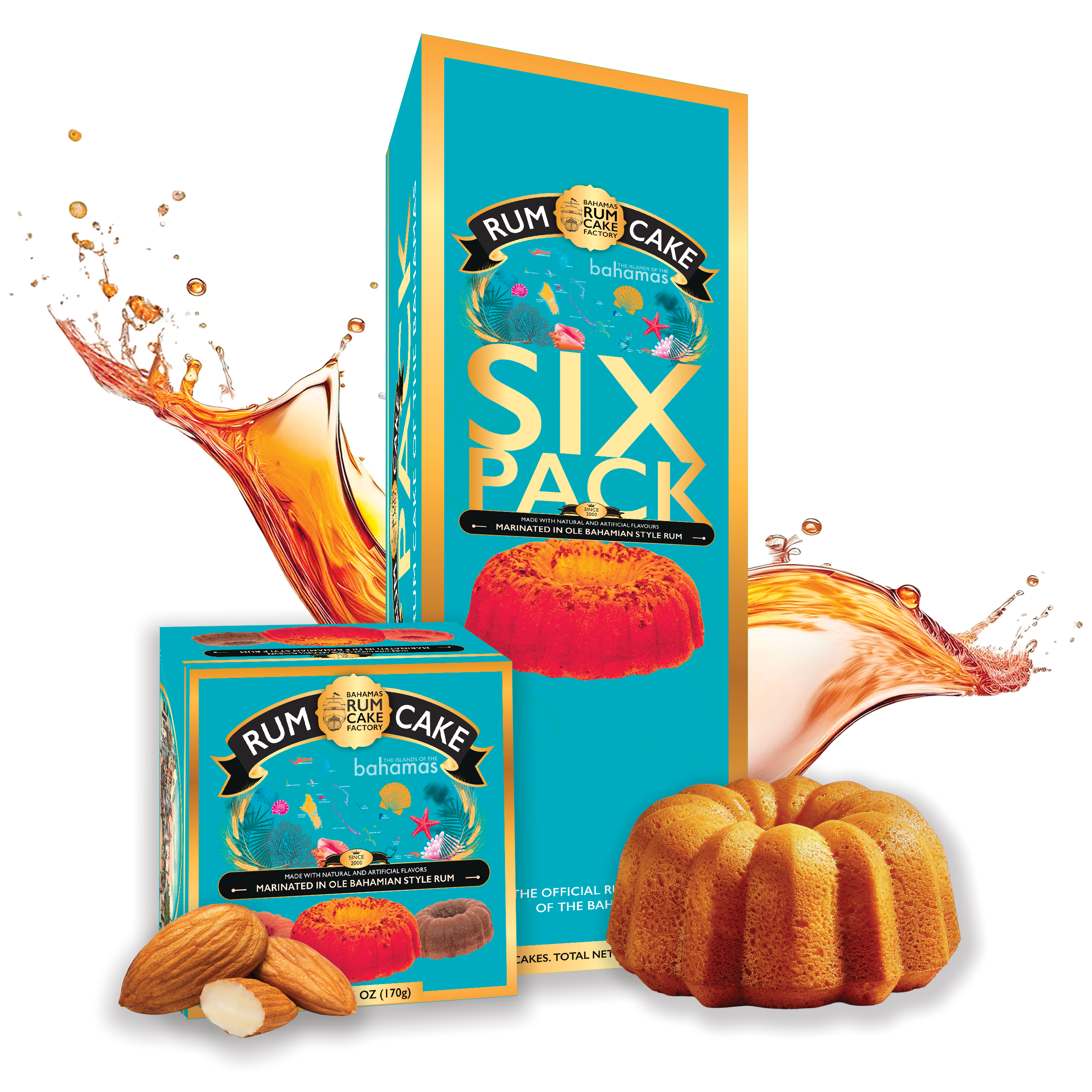 Amaretto rum cake 4 oz six pack – Bahamas Rum Cake Factory